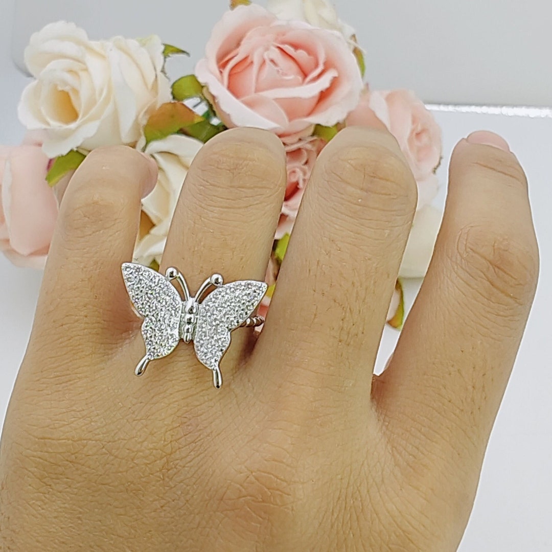 Butterfly Band Women Ring Cubic Zirconia Round Butterfly Shape ...