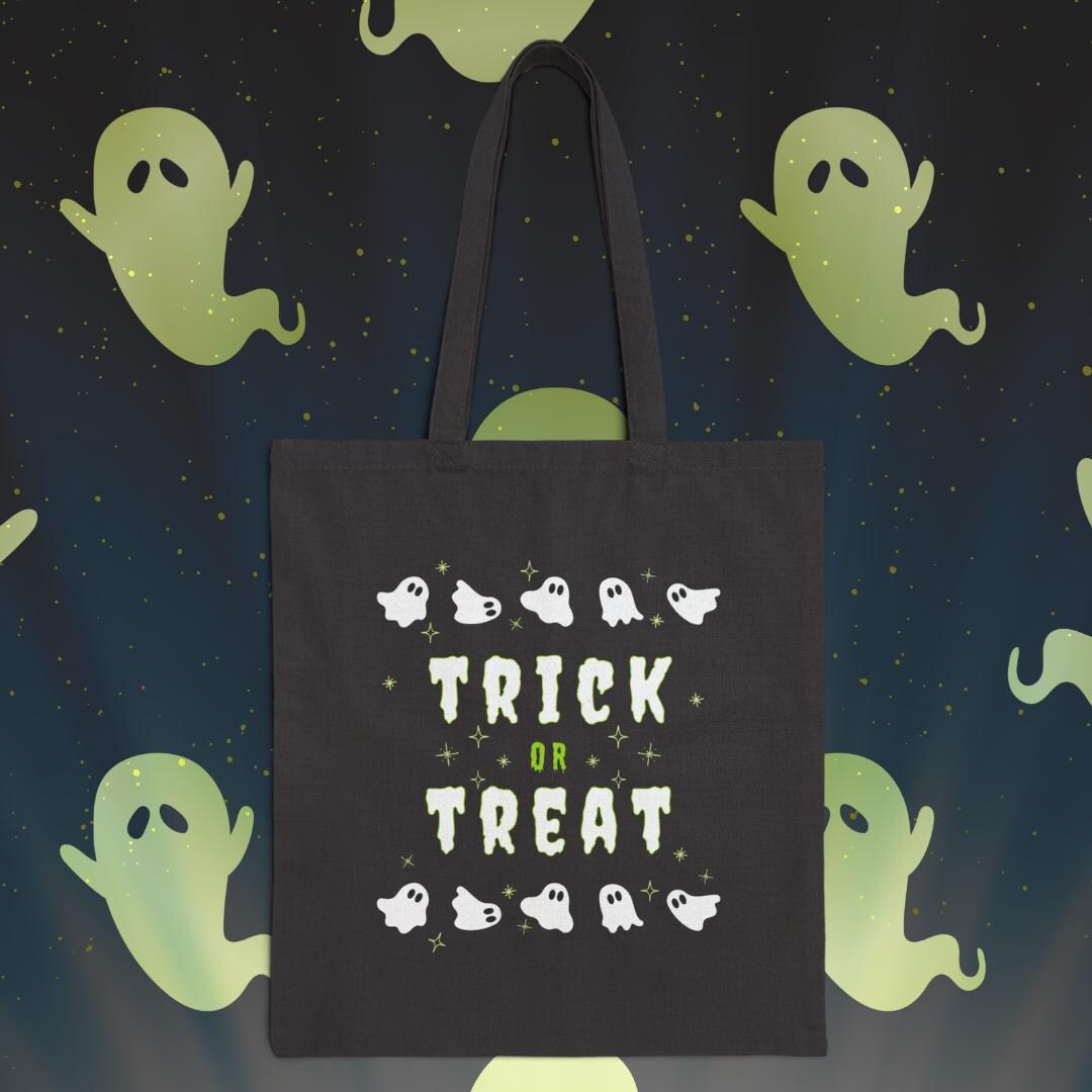 Halloween Trick or Treat Bag, Spooky Ghosts Tote, Candy Tote Bag ...