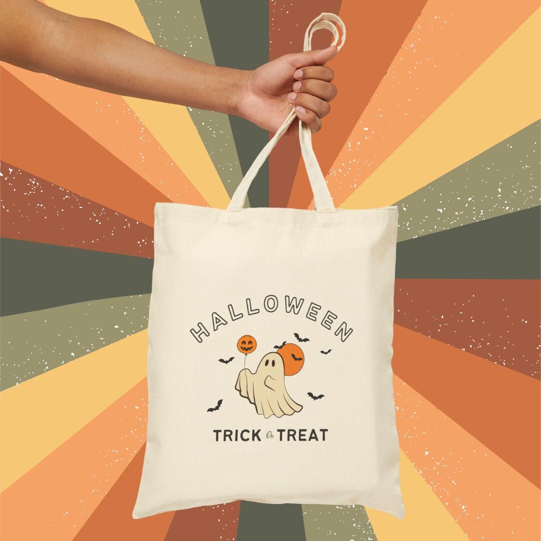 Halloween Trick or Treat Bag, Spooky Cute Ghost Tote, Halloween Candy ...