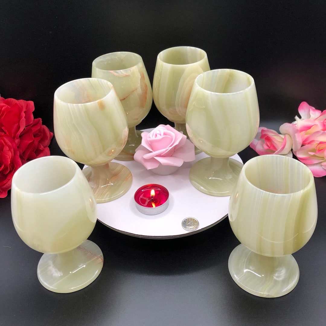 Natural Green Onyx Wine Cups/goblets/vintage Marble Champagne Glasses ...