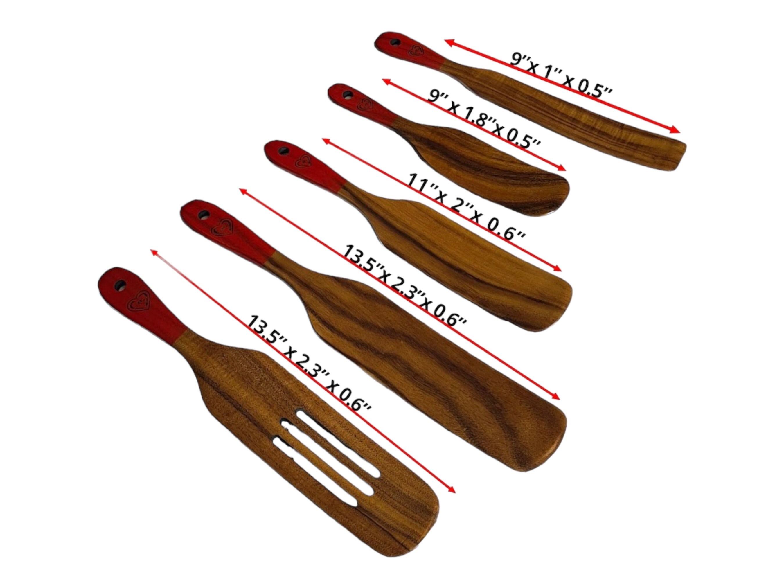 5-piece Nonstick Colorful Teak Wood Spurtle Set – a Stylish, Functional ...