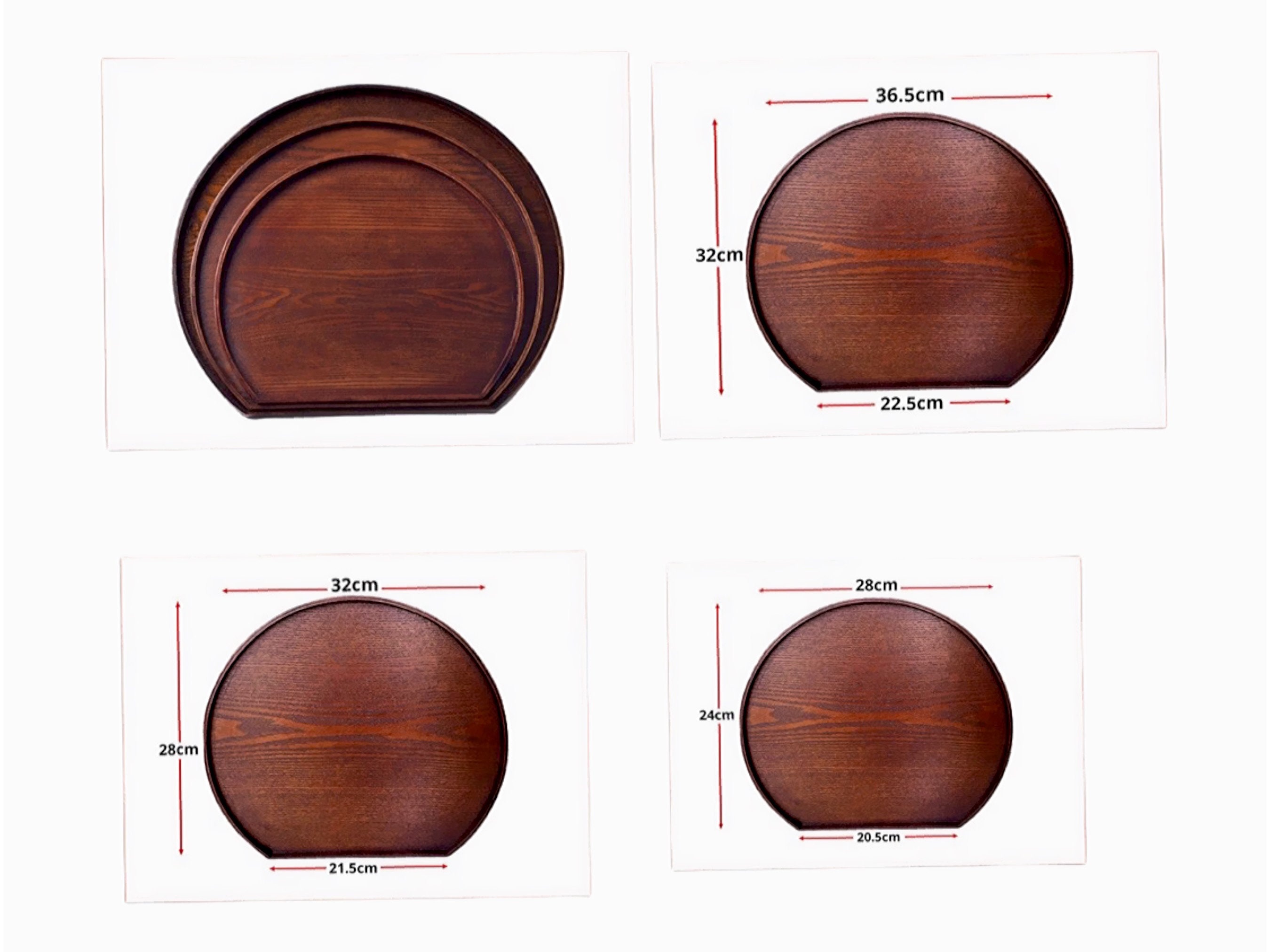 3-piece Half Moon Jujube Tray Set - Functional Elegance for Serving ...