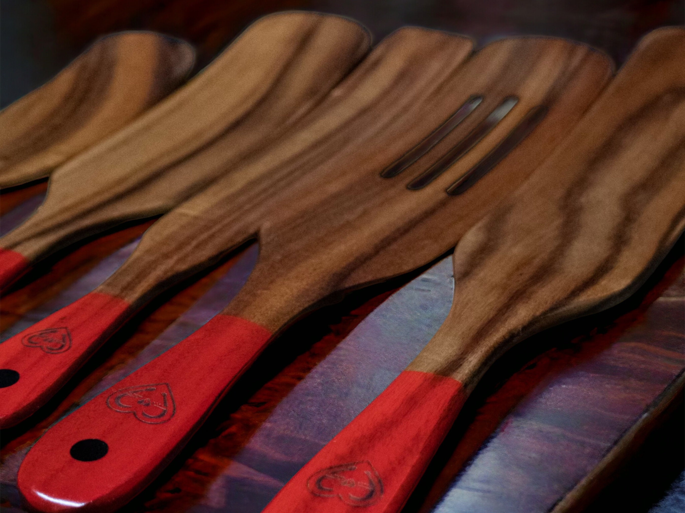 5-piece Nonstick Colorful Teak Wood Spurtle Set – a Stylish, Functional ...