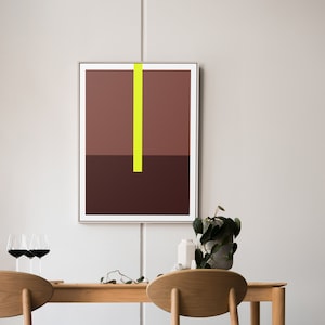 Mid Century Modern Art Print Maroon Color Block Modern Wall Decor Retro ...