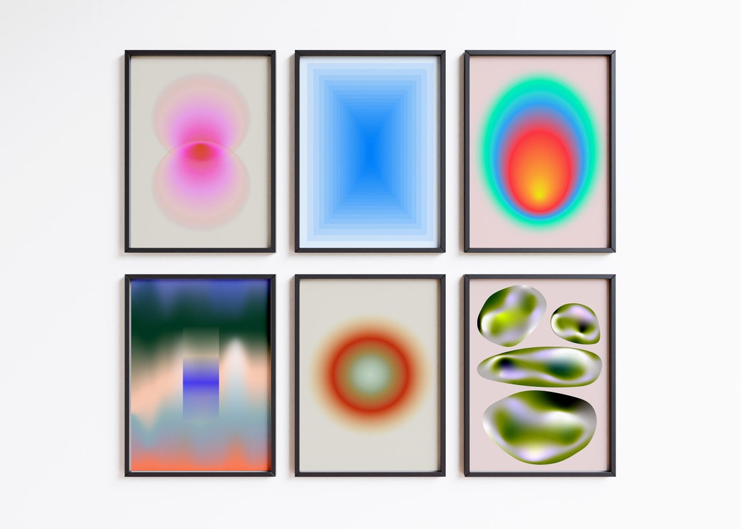 Neon Aura Abstract Collection: Colorful Gradient Printable Art ...