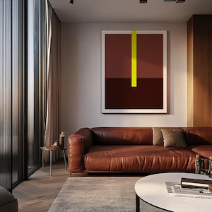 Mid Century Modern Art Print Maroon Color Block Modern Wall Decor Retro ...