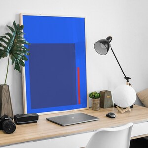 Electric Blue Contemporary Color Blocking Abstract Printable Wall Art ...