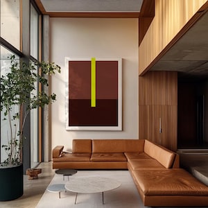 Mid Century Modern Art Print Maroon Color Block Modern Wall Decor Retro ...