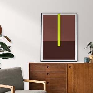 Mid Century Modern Art Print Maroon Color Block Modern Wall Decor Retro ...