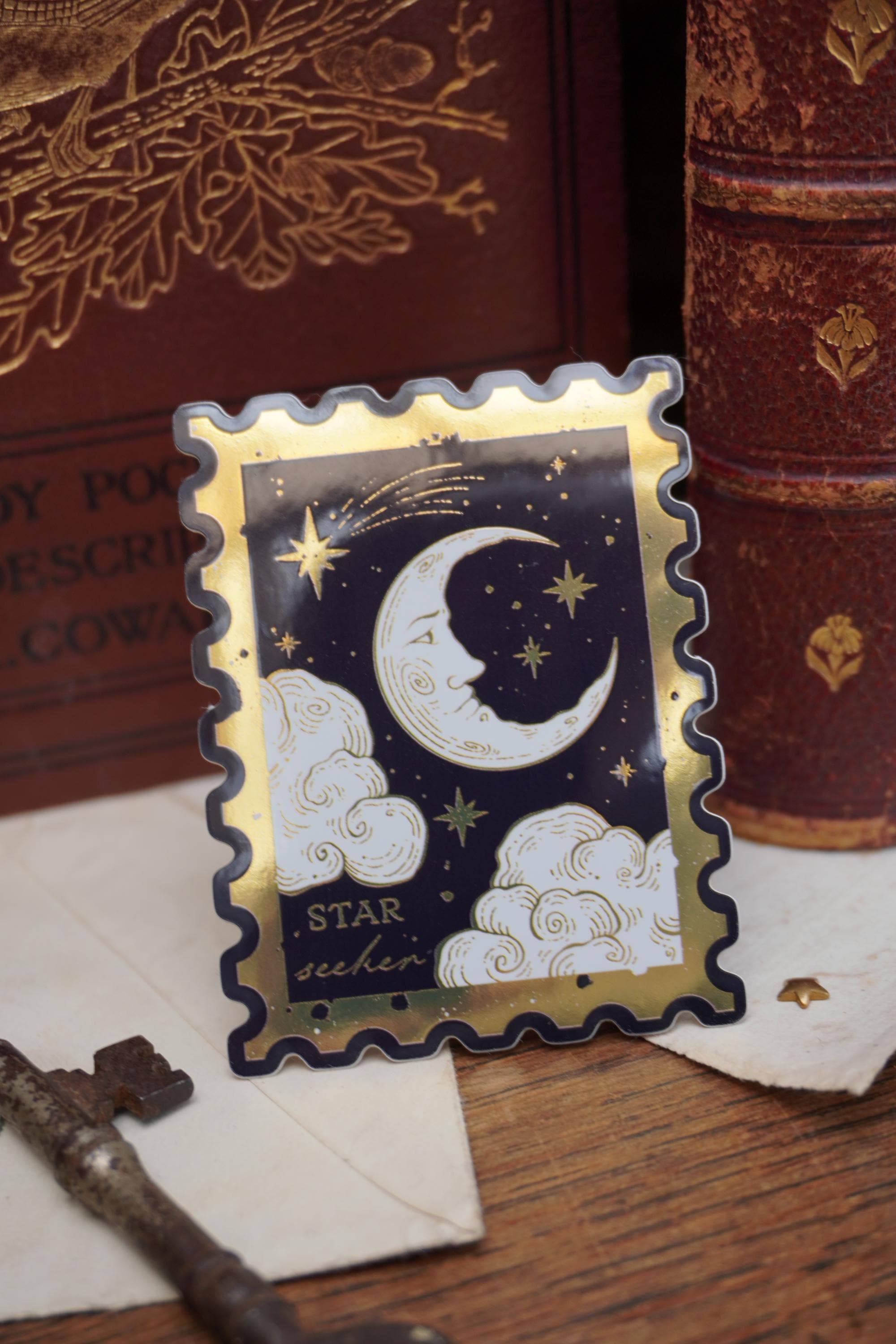 Star Seeker Stamp Sticker: Gold Mirror Effect Celestial and Dark ...