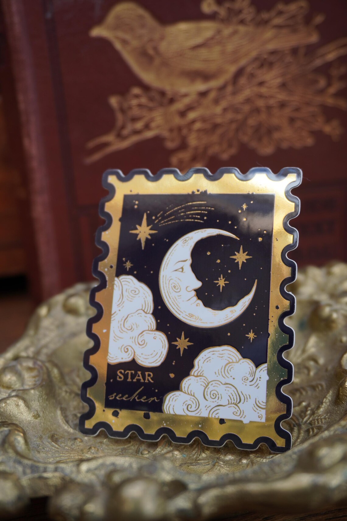 Star Seeker Stamp Sticker: Gold Mirror Effect Celestial and Dark ...