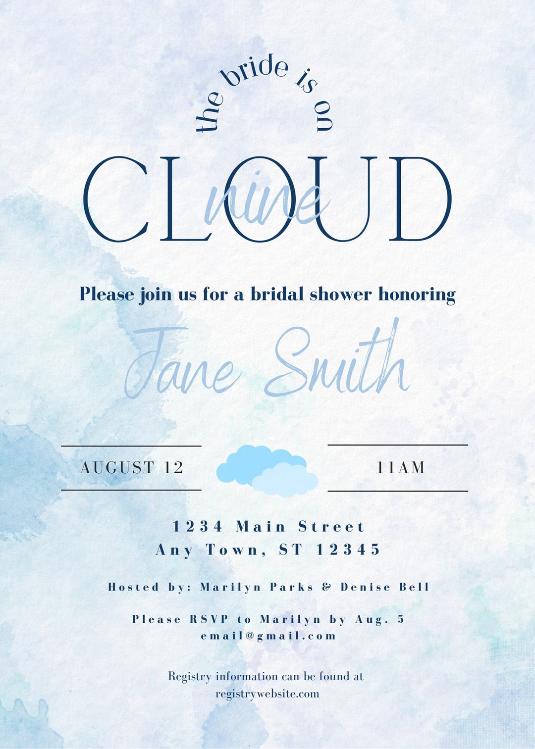 On Cloud Nine Bridal Shower Invitation - Customize to Your Event - Etsy