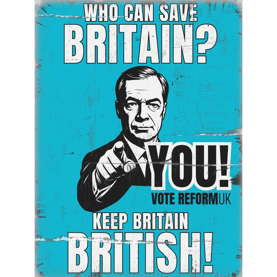Nigel Farage "wants You" Sticker: Distressed Reform UK Vinyl Decal ...