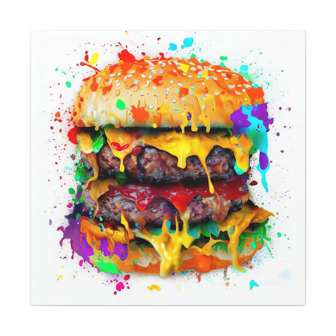 Double Cheese Burger - Canvas Wall Art - Etsy