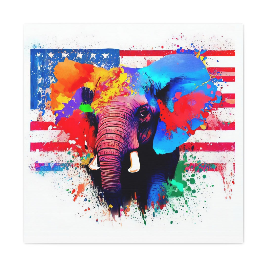 Elephant American Flag - Canvas Wall Art - Etsy