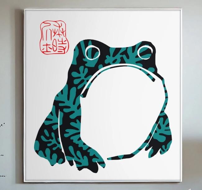 Japanese Frog Woodblock Print: Ukiyo-e Edo Art (PNG/JPG Digital ...