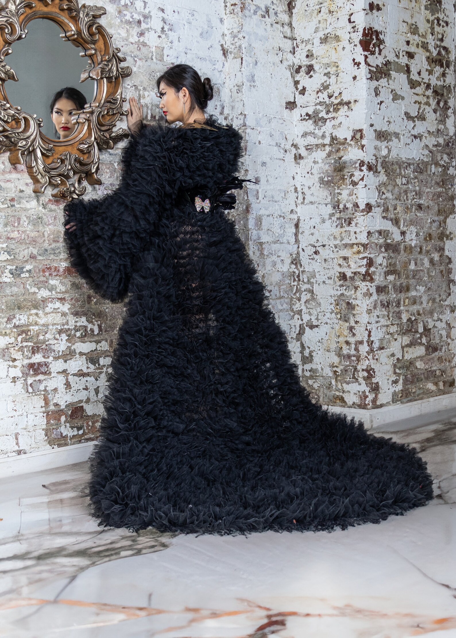 Tux Tulle Jacket With Long Train and Big Sleeves - Etsy