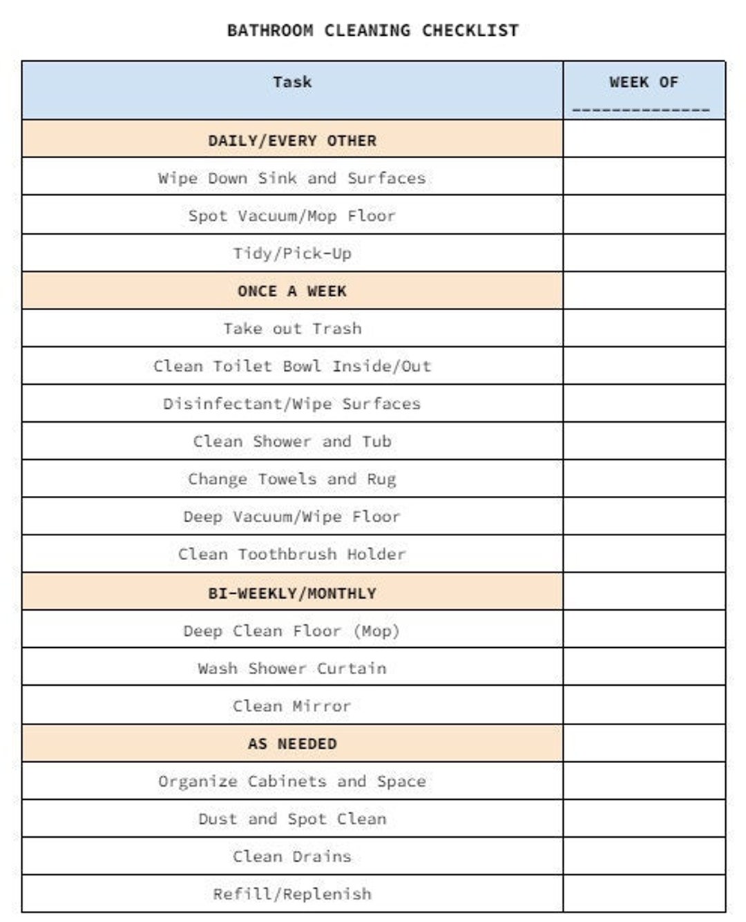 Super Simple Daily, Weekly, Monthly Cleaning Checklist - Etsy