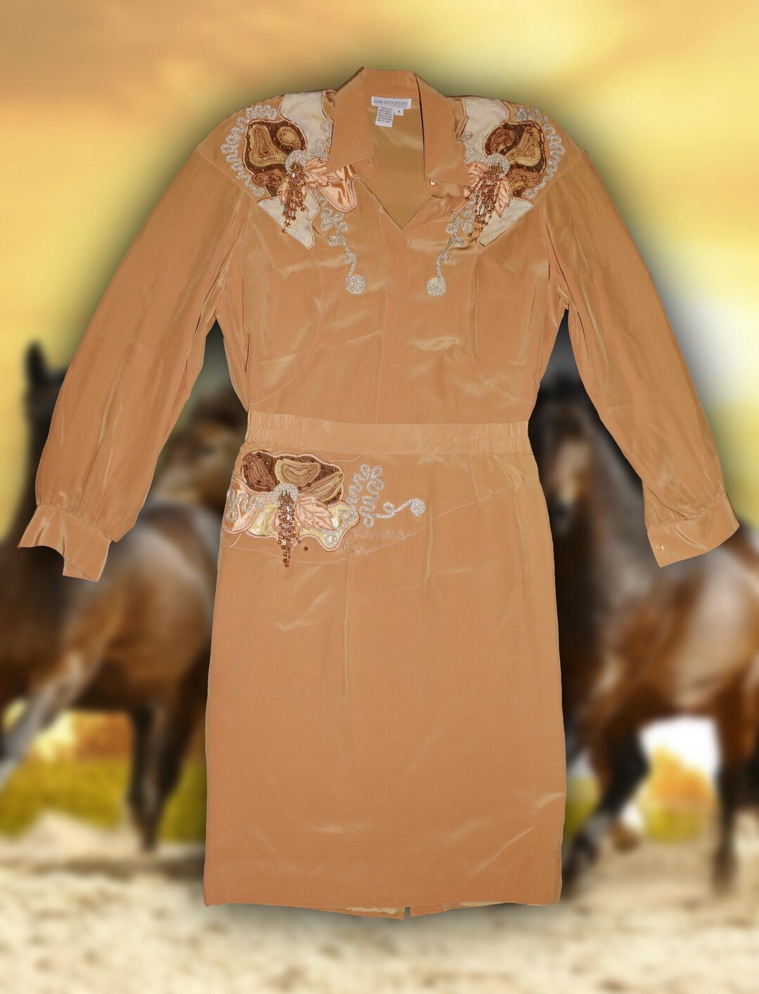 Vintage Lew Magram 100% Silk Skirt Suit Sz 4 - Etsy