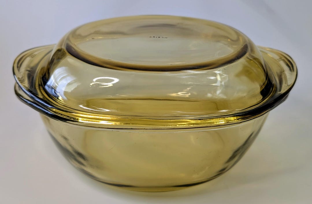 Vintage - Bowl With Lid - Pyrex Style - Yellow / Amber - Marked Mexico ...