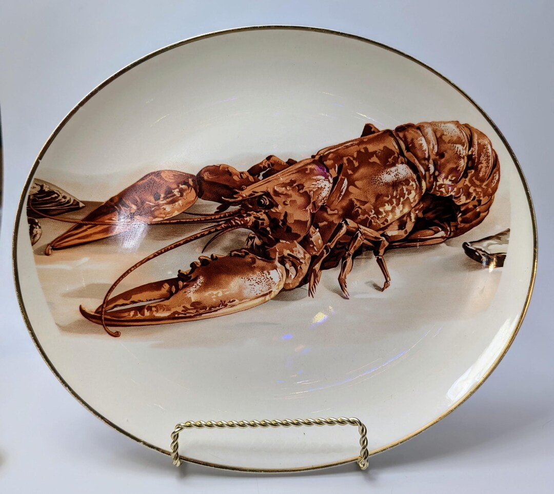 Vintage - Lobster Plate - Liverpool Pottery - Measures 12'' X 10'' - Etsy