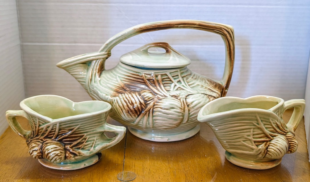 Vintage - Stunning Mccoy Tea Set - Pine Cone Motif - Teapot, Milk ...