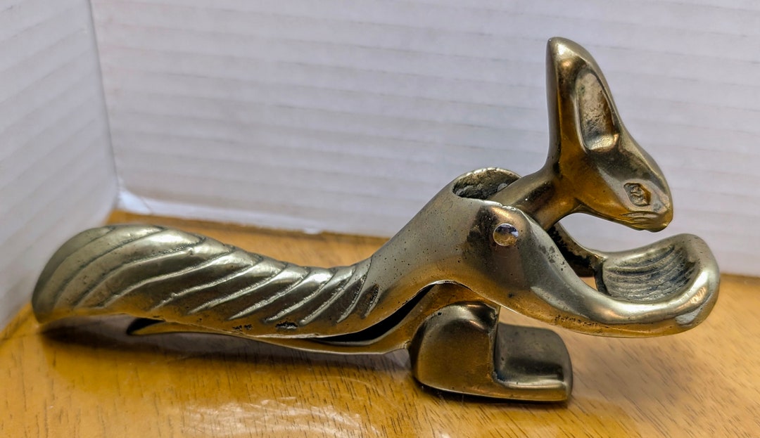 Vintage - Cute Squirrel Nutcracker in Solid Brass - 7''long - Etsy