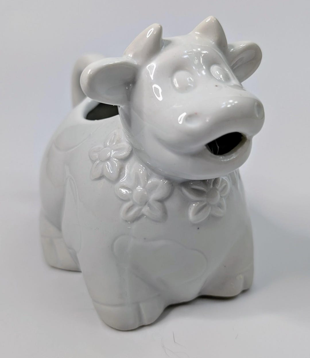 Cute Creamer Cream Shaped Cow White Made Ceramic 6''long - Etsy