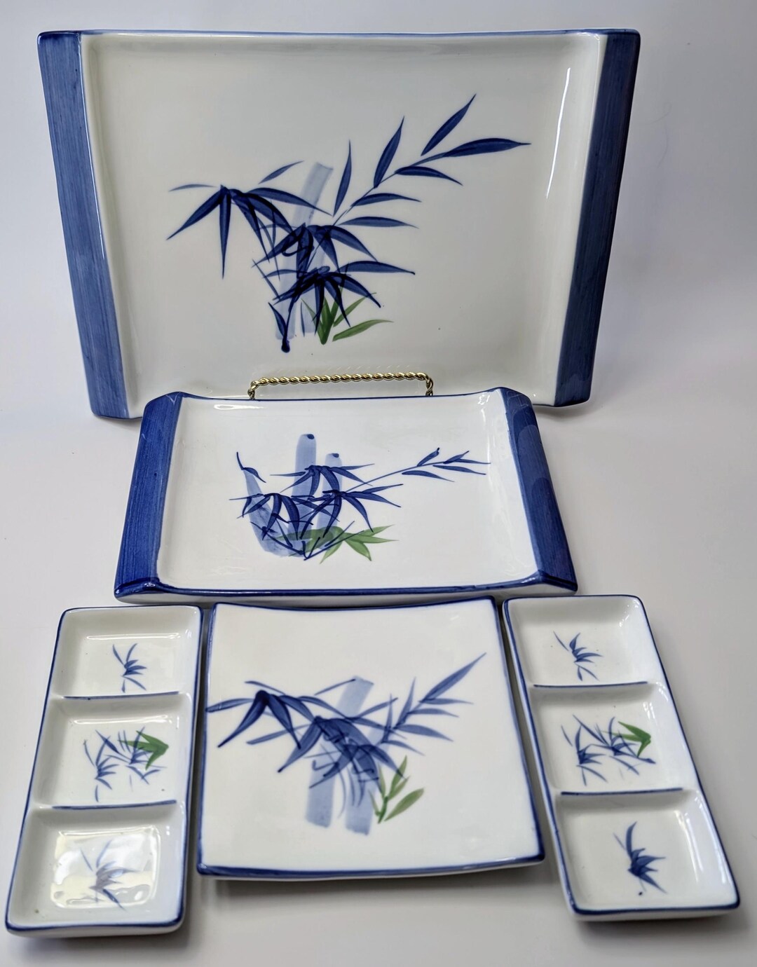 Beautiful Sushi Set Japanese Pottery Blue and White 5 Pcs - Etsy