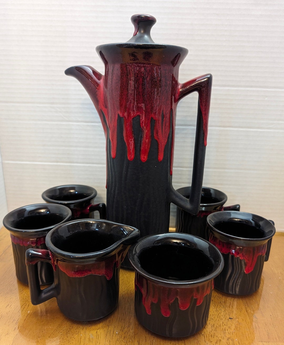 Vintage Coffee / Tea Set Poterie De Beauce / 13 High Matte Black and ...