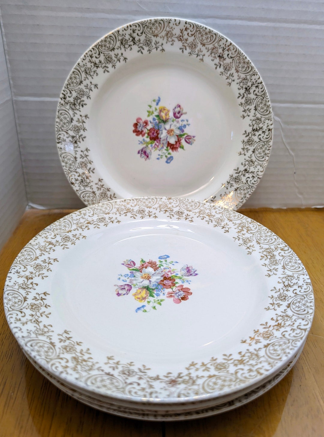Vintage - Set of 5 Plates From French Saxon China Company With 22k ...