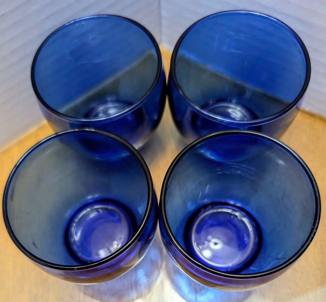 Vintage - Set of 4 Rolly Polly Wiskey Cobalt Blue Glasses - 2.75''tall ...