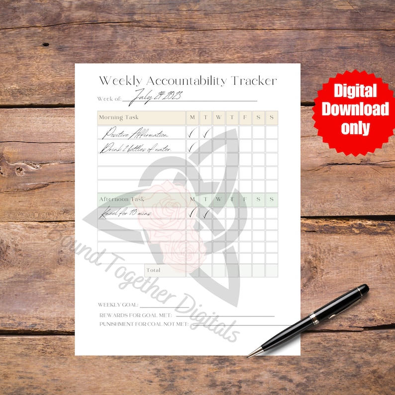 BDSM Accountability Weekly Tracker, Dom/sub Weekly Accountability ...