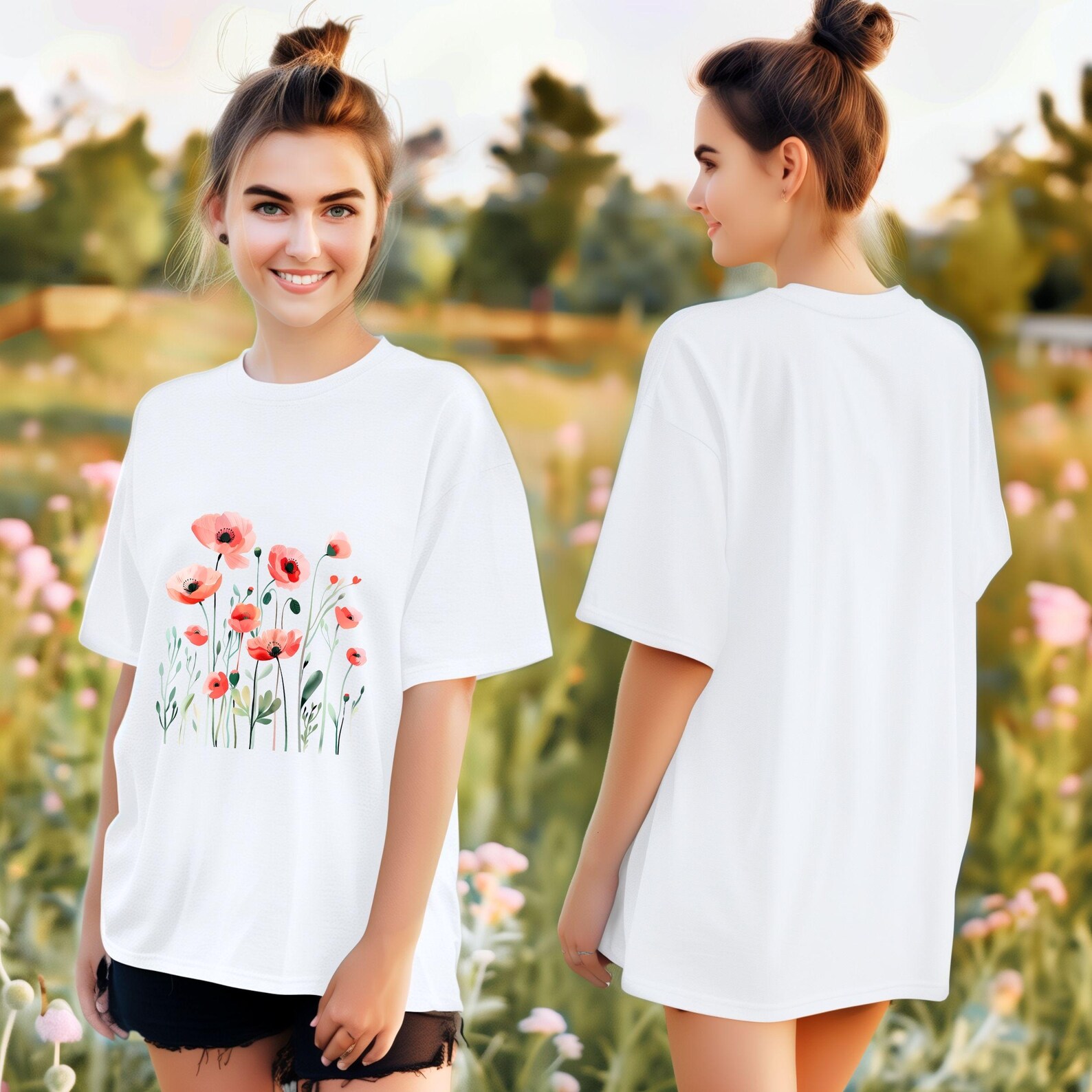 Poppies Flowers T-shirt - Etsy