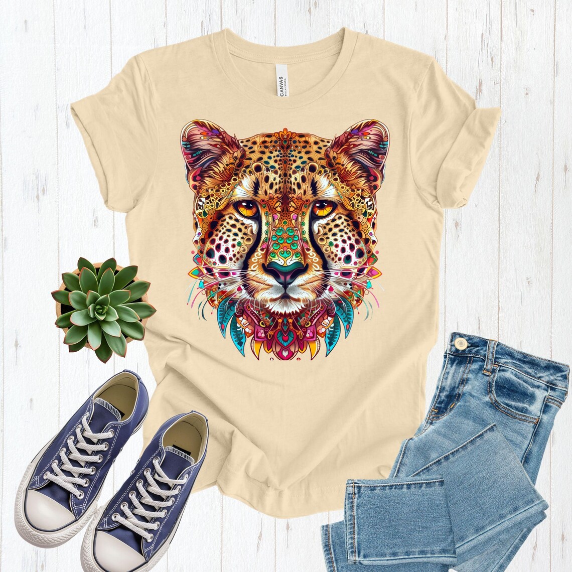 Mandala Cheetah T-shirt - Etsy