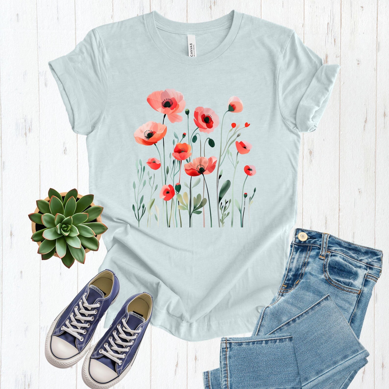 Poppies Flowers T-shirt - Etsy