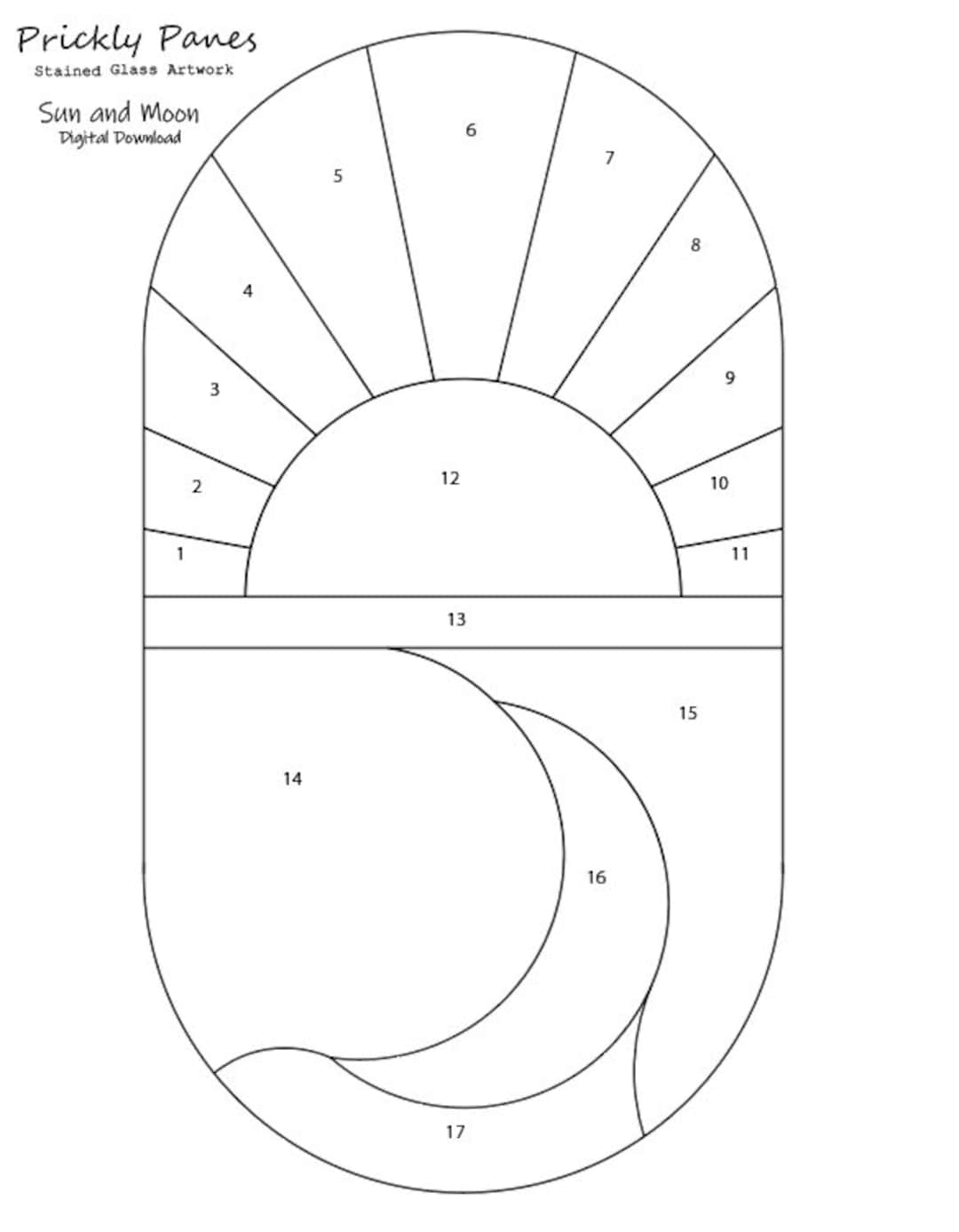 Sun And Moon Stained Glass Pattern Digital Download Etsy