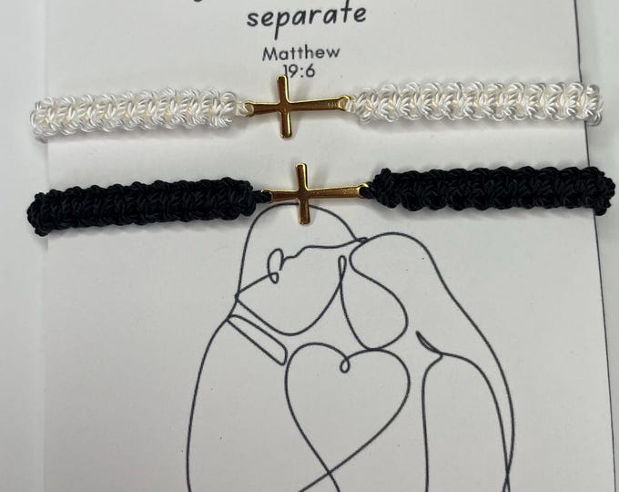 Matching Cross Couples Bracelets/magnetic Heart - Etsy Canada
