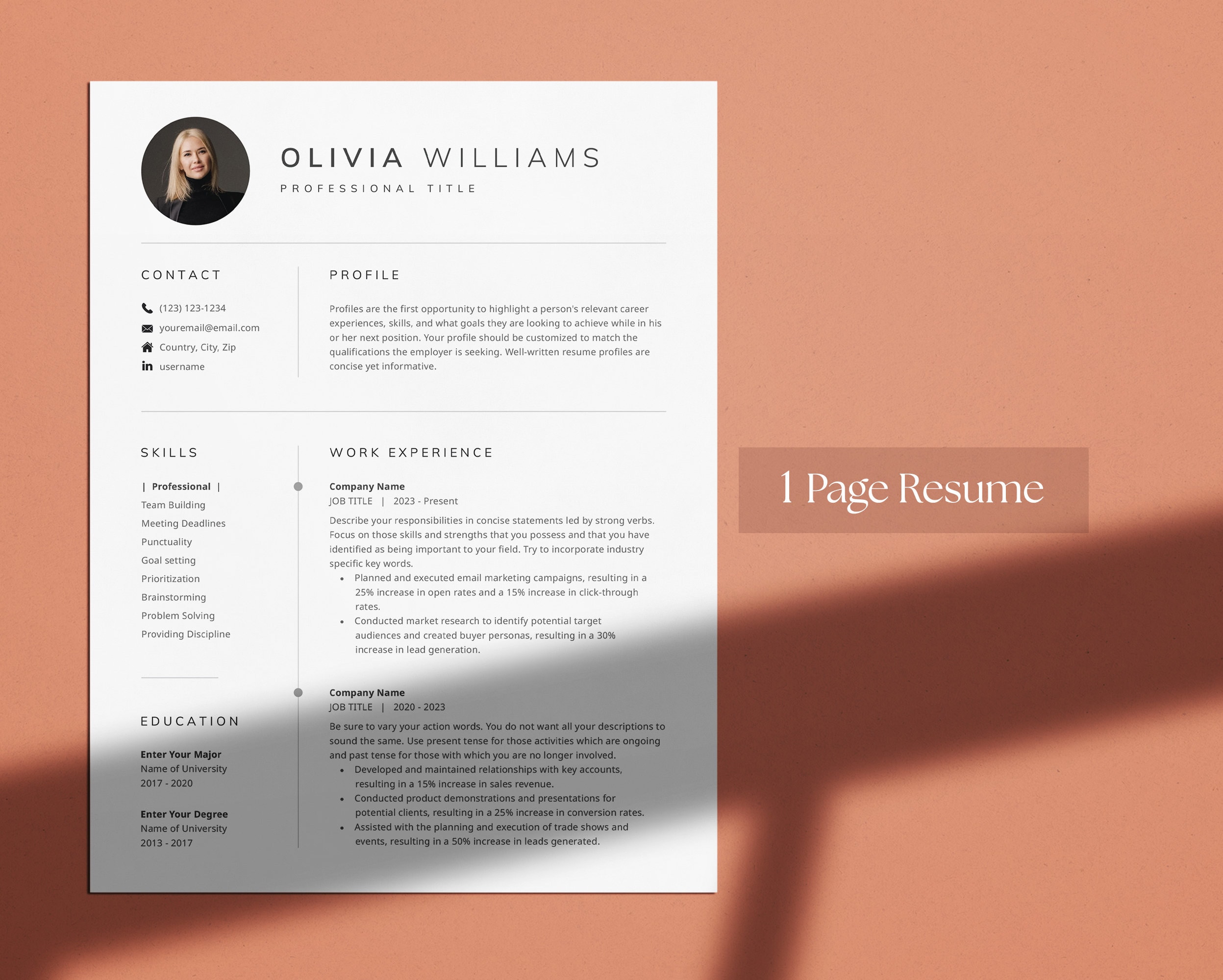 Clean Resume Template With Photo for Microsoft Word and Google Docs ...