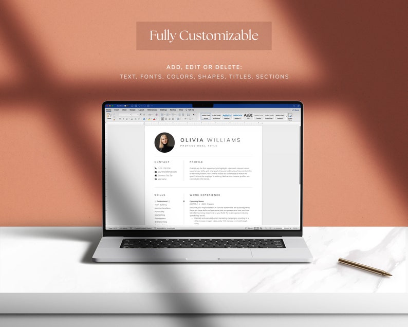 Clean Resume Template With Photo for Microsoft Word and Google Docs ...