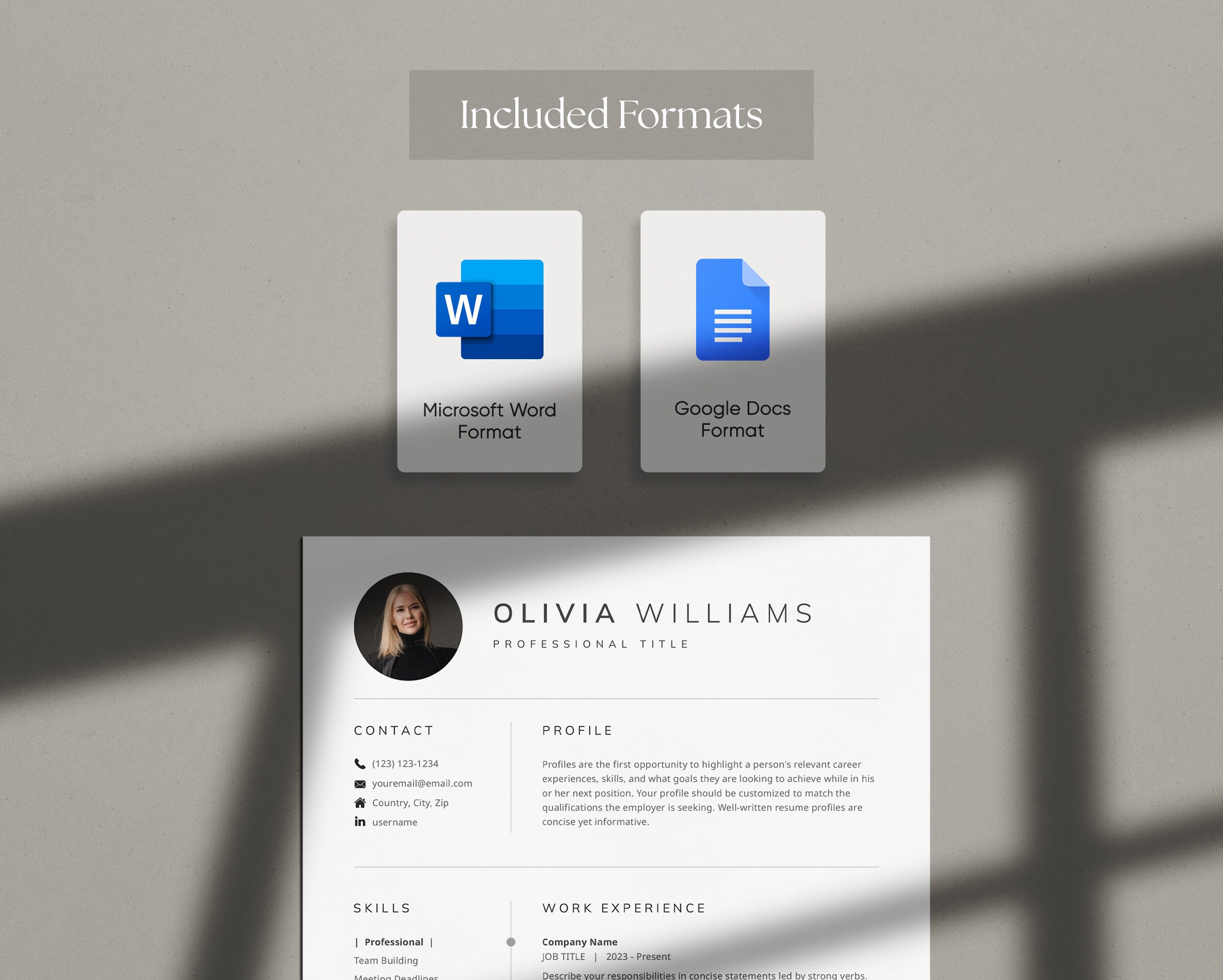 Clean Resume Template With Photo for Microsoft Word and Google Docs ...