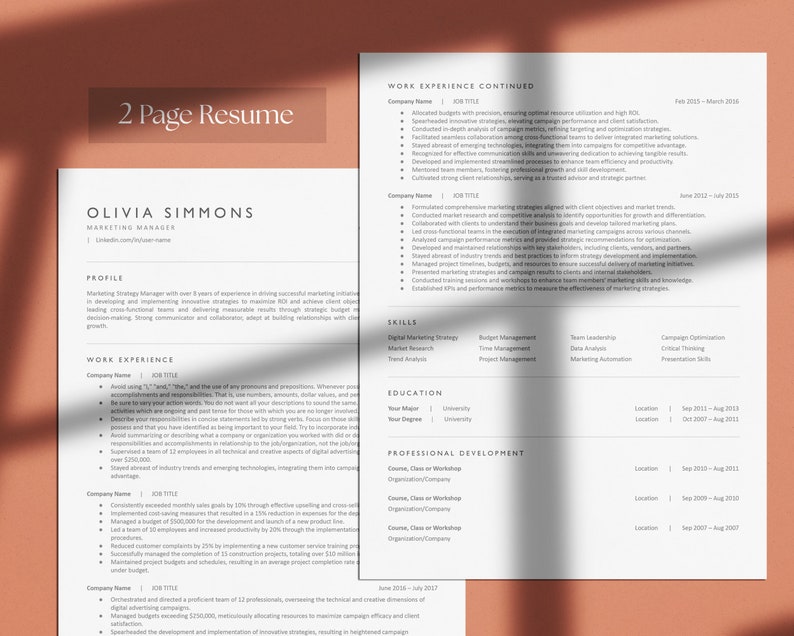 ATS Friendly Resume Template for Microsoft Word and Google Docs, Cover ...