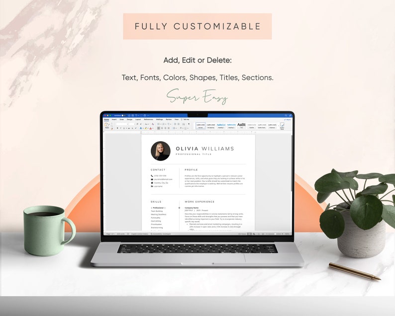 Clean Resume Template With Photo for Microsoft Word and Google Docs ...