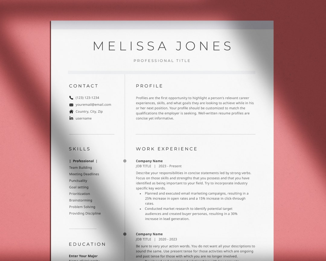 Modern Resume Template for Microsoft Word and Google Docs, Cover Letter ...