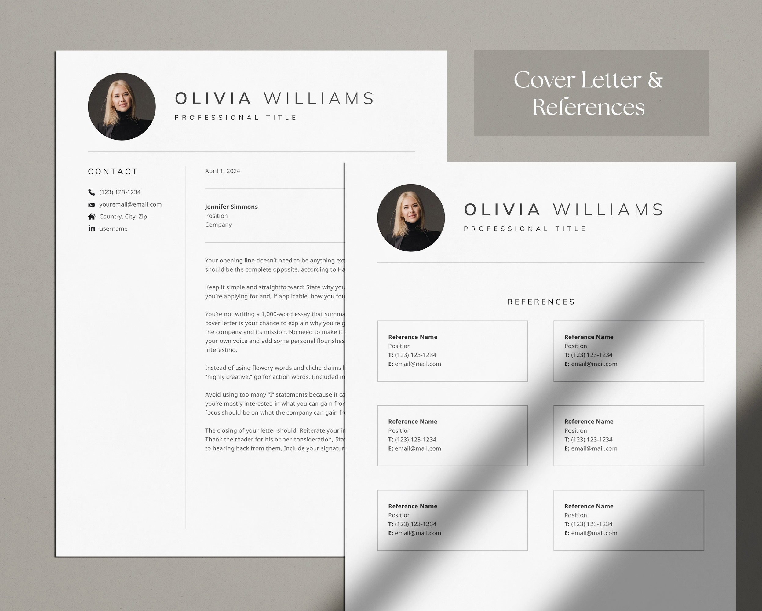 Clean Resume Template With Photo for Microsoft Word and Google Docs ...