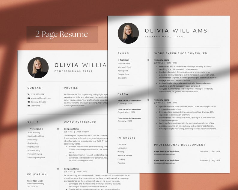Clean Resume Template With Photo for Microsoft Word and Google Docs ...