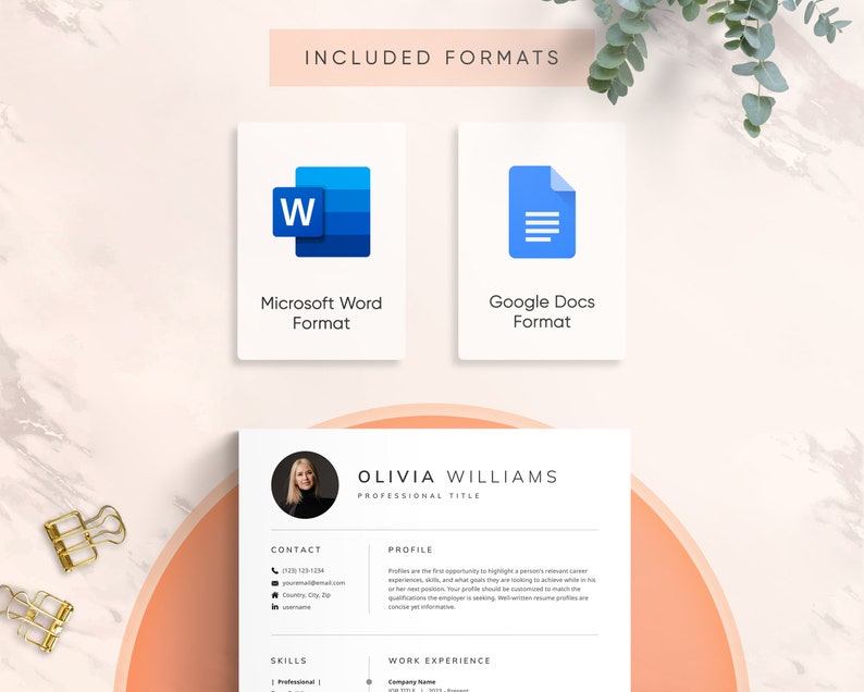 Clean Resume Template With Photo for Microsoft Word and Google Docs ...