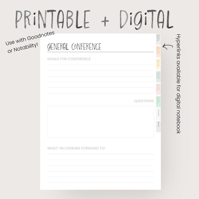 General Conference Notebook | Printable General Conference Pages ...
