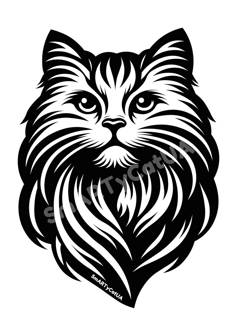 Chat SVG | PNG | Fichier de découpe DXF | chat noir | vecteur de chat ...