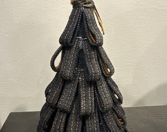 Custom Upcycled Denim Seam Tree Decor Scrap Jeans Christmas Mini Tree ...
